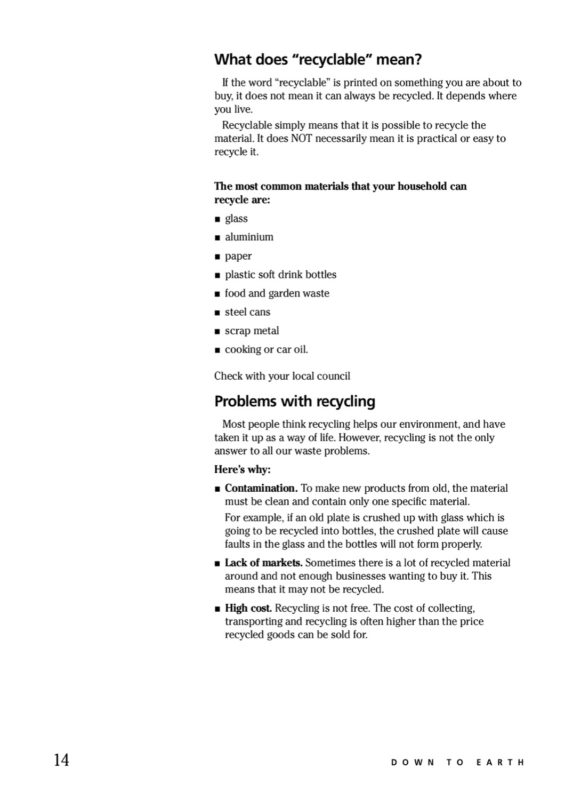 Down to Earth – An Earth Works Learners Guide (Waste, Recycling ...