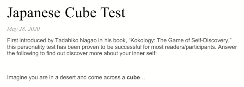 Japanese Cube Test (Kokology) – ParasUniversal